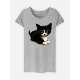 WOOOP Shirt "Cute Cat " in Grau - 60% | Gr&ouml;&szlig;e XL | Damen-tops