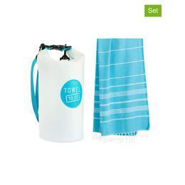 Towel to Go 2tlg. Set: Hamamtuch in Wei&szlig;/ Hellblau - 31% | Badtextilien