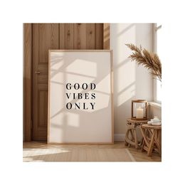 poster lab Gerahmter Kunstdruck "Good vibes only" - 35% | Gr&ouml;&szlig;e 50x70 cm | Wanddekoration