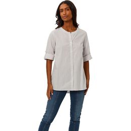 Heine Bluse in Wei&szlig;/ Grau - 65% | Gr&ouml;&szlig;e 50 | Damen-blusen