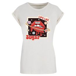 F4NT4STIC T-Shirt 'Lips like sugar retro fashion Valentinstag' Damen Gr&ouml;&szlig;e 5XL sand / rot / schwarz