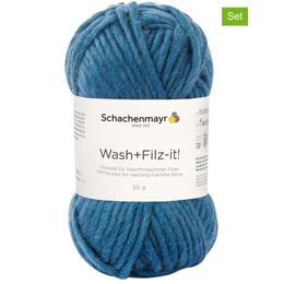 Schachenmayr since 1822 10er-Set: Wollgarne ''Wash+Filz-it'' in Blau - 10x 50 g - 62% | Kreativbedarf-diy