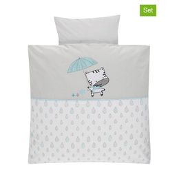 Alvi Bettw&auml;sche-Set "Raindrops" f&uuml;r Pendelwiege in Grau/ Hellblau - 54% | Gr&ouml;&szlig;e 80x80 cm | Baby-bettwaesche