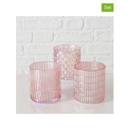 Boltze 3er-Set: Windlichter "Siara" in Rosa - (H)9 x &Oslash; 8 cm - 22% | Kerzen-vasen