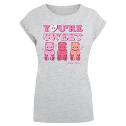 F4NT4STIC Shirt 'Valentinstag You're Sweet Gummy Bears' female Grey size XXXL