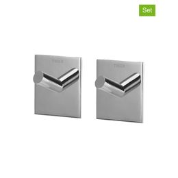 Tiger 2er-Set: Handtuchhaken ''Square'' in Silber - (B)4,5 x (H)4,5 x (T)2,7 cm - 22% | Badezimmer-accessoires