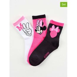 Disney Minnie Mouse 3er-Set: Socken "Minnie" in Wei&szlig;/ Pink/ Schwarz - 25% | Gr&ouml;&szlig;e 23-26 | Babysocken-strumpfhosen