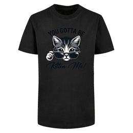 F4NT4STIC T-Shirt 'K&auml;tzchen You Gotta Be Kitten Me!' Jungen Gr&ouml;&szlig;e 134/140 grau / schwarz