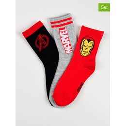 Marvel Avengers 3er-Set: Socken "Avengers" in Schwarz/ Grau/ Rot - 12% | Gr&ouml;&szlig;e 23-26 | Babysocken-strumpfhosen