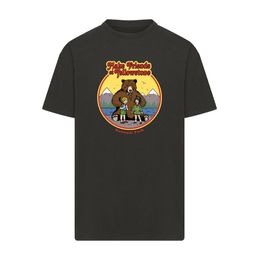 F4NT4STIC T-Shirt 'US National Parks Make Friends At Yellowstone' Herren Gr&ouml;&szlig;e M dunkelbraun / gelb / rot / schwarz