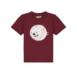 watabout.kids T-Shirt ' Planet mit Eis ' Jungen Gr&ouml;&szlig;e 122/128 hellgrau / bordeaux