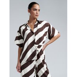 BWLDR Bluse 'BARCELONA' Damen Gr&ouml;&szlig;e L dunkelbraun / wei&szlig;
