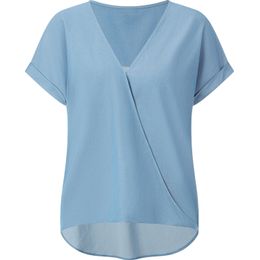 CR&Eacute;ATION L Damen Schlupfbluse in Wickel-Optik jeansblau Gr&ouml;&szlig;e 38