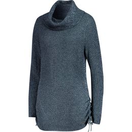 CR&Eacute;ATION L Damen Longpullover mit Kordeldurchzug am Saum dunkelblau-ecru-meliert Gr&ouml;&szlig;e 40