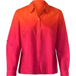 Heine Damen Baumwollbluse mit Seitenschlitzen orange-pink-bedruckt Gr&ouml;&szlig;e 48