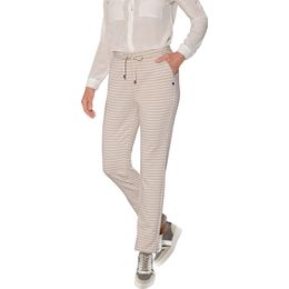 CREATION L PREMIUM Damen Jogg Pants mit Jacquard-Karomuster beige-ecru-kariert Gr&ouml;&szlig;e 38