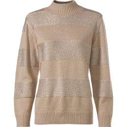 Heine Damen Stehkragenpullover mit Paillettengarn beige Gr&ouml;&szlig;e 44