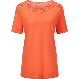 Ascafa Damen Schlafanzug mit Ausbrenner-Spitze orange Gr&ouml;&szlig;e 36/38