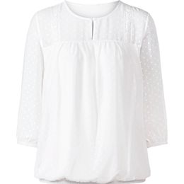 CR&Eacute;ATION L Damen Schlupf-Bluse mit transparenten Partien wei&szlig; Gr&ouml;&szlig;e 38