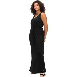 sheego Damen Maxikleid mit Bindeg&uuml;rtel schwarz Gr&ouml;&szlig;e 54