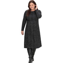 sheego Damen Shirtkleid mit Jacquardmuster bedruckt schwarz-gemustert Gr&ouml;&szlig;e 50