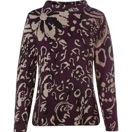 CR&Eacute;ATION L Damen Jacquard-Pullover mit Glanzgarnen traube-beige-gemustert Gr&ouml;&szlig;e 38