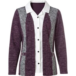 CR&Eacute;ATION L Damen 2-in-1-Shirt mit Reverskragen aubergine-meliert Gr&ouml;&szlig;e 40