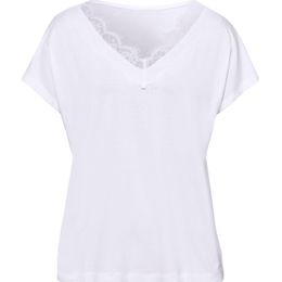 Heine Damen V-Shirt mit Spitzenbesatz wei&szlig; Gr&ouml;&szlig;e 36
