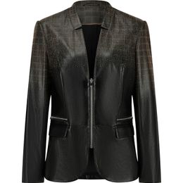 CR&Eacute;ATION L Damen Lederimitat-Blazer mit Karo-Muster schwarz-braun-bedruckt Gr&ouml;&szlig;e 40