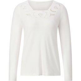 CR&Eacute;ATION L Damen Langarmshirt mit Cut-outs ecru Gr&ouml;&szlig;e 38