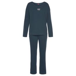s.Oliver Pyjama Damen Gr&ouml;&szlig;e XS/S dunkelblau / wei&szlig; Winterkleid