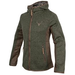 OS-Trachten Womens Hooded Strickfleece Jacke oliv, Gr&ouml;&szlig;e 44