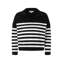 More & More More & More sportiver 3/4 Arm Pullover, gestreift in black/offwhite | Gr.: 40