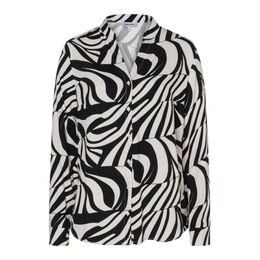 More & More More & More stylishe Langarmbluse, Alloverprint in black/offwhite | Gr.: 38