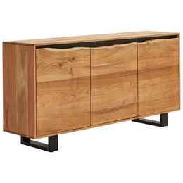 Livetastic Sideboard, Schwarz, Akazie, Holz, Akazie, vollmassiv, Holz, 2 F&auml;cher, 160x80x40 cm, stehend, Holzm&ouml;bel, Kleinm&ouml;bel Holz, Holzkommoden, Sideboards Holz