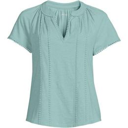 LANDS' END Flammgarn-Shirt mit Tunika-Ausschnitt, Damen,  Gr&uuml;n, Baumwolle, by Lands' End