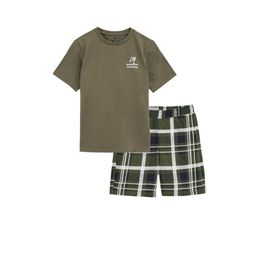 WE Fashion Pyjama Jungen Gr&ouml;&szlig;e 122/128 khaki / oliv / schwarz / wei&szlig;