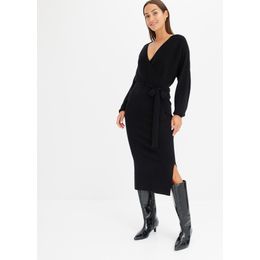 bonprix Strickkleid aus flie&szlig;endem Viskose-Mix, schwarz