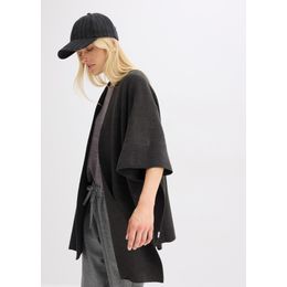 bonprix Oversize Strick-Cape, grau