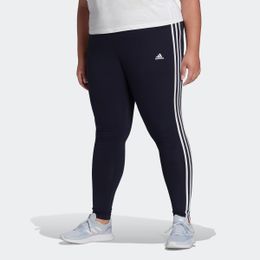 Leggings adidas Sportswear "ESSENTIALS 3STREIFEN TIGHT", Damen, Gr. 4X (56/58), N-Gr, blau (legend ink, wei&szlig;), Obermaterial: 93% Baumwolle, 7% Elasthan, clean, eng lang, Hosen Leggings