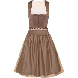 Kr&uuml;ger Kr&uuml;ger Collection Midi Dirndl mit Struktur Braun/Natur (Gr&ouml;&szlig;e: 34)