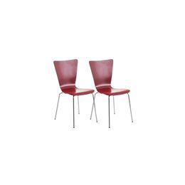 TPFLiving 2er Set Besucherstuhl Jaron mit Holzsitz und Metallgestell Farbe: Walnuss
