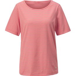 CR&Eacute;ATION L Damen Ringelshirt mit kurzen &Auml;rmeln koralle-ecru-geringelt Gr&ouml;&szlig;e 36