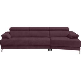 Ecksofa Egoitaliano "Soul, extravagantes Designsofa, Megasofa, super bequem, tolle Details", lila (plum), B:246cm H:99cm T:140cm, Sofas, Ecksofa, mit Trapez-Abschlu&szlig;element, inkl verstellbarer Kopfteile
