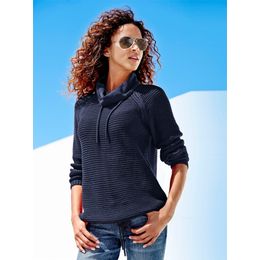 Rollkragenpullover Inspirationen "Pullover", Damen, Gr. 42, blau (marine), 100% Baumwolle, unifarben, figurumspielend, Pullover Rollkragenpullover