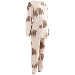 next Umstand Pyjama Damen Gr&ouml;&szlig;e M ecru / braun Winterkleid