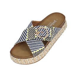 Palado by Sila Sahin Pantolette 'Zurlo' Damen Gr&ouml;&szlig;e 36 beige / blau / apfel / schwarz