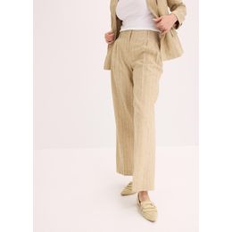 bonprix Bundfaltenhose mit Leinenanteil, braun, Leinen