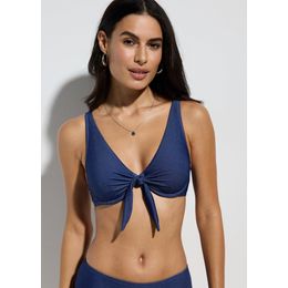 bonprix B&uuml;gel Bikini Oberteil in Jeansoptik, blau