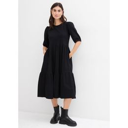 bonprix Shirtkleid aus reiner Baumwolle, schwarz, 100% Baumwolle